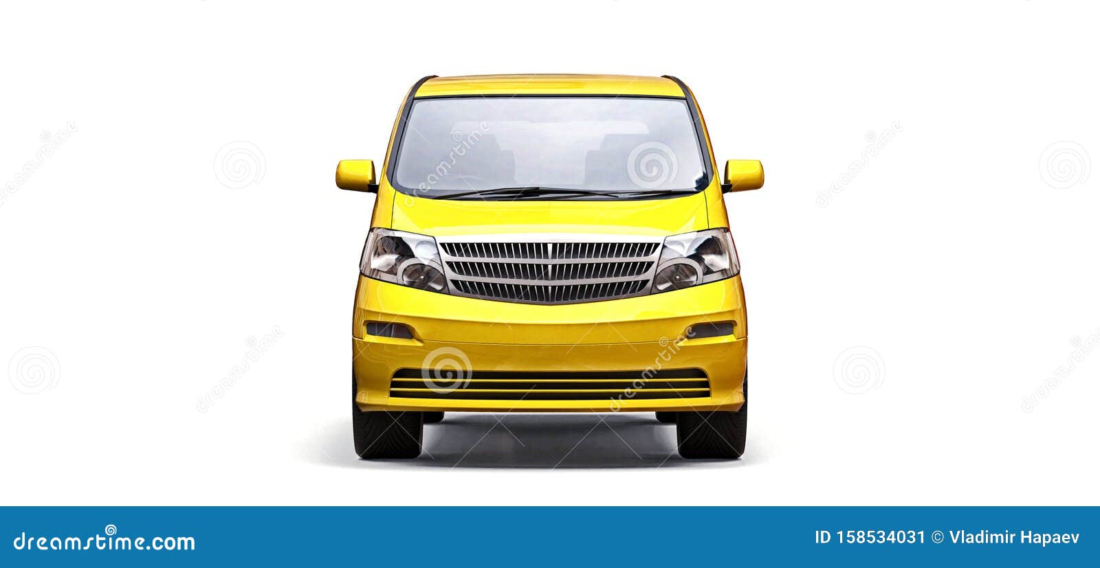 Yellow Small Minivan for Transportation of People. Three-dimensional ...