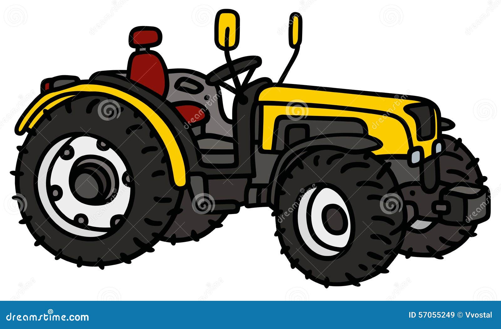Yellow small tractor stock vector. Illustration of yellow - 57055249