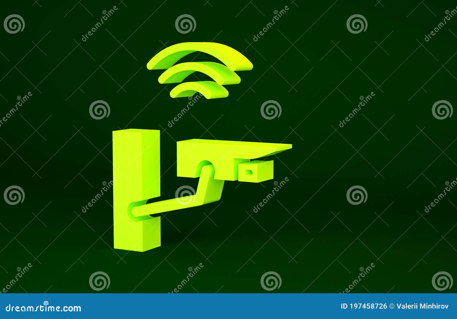 Yellow Smart Security Camera Icon Isolated on Green Background ...