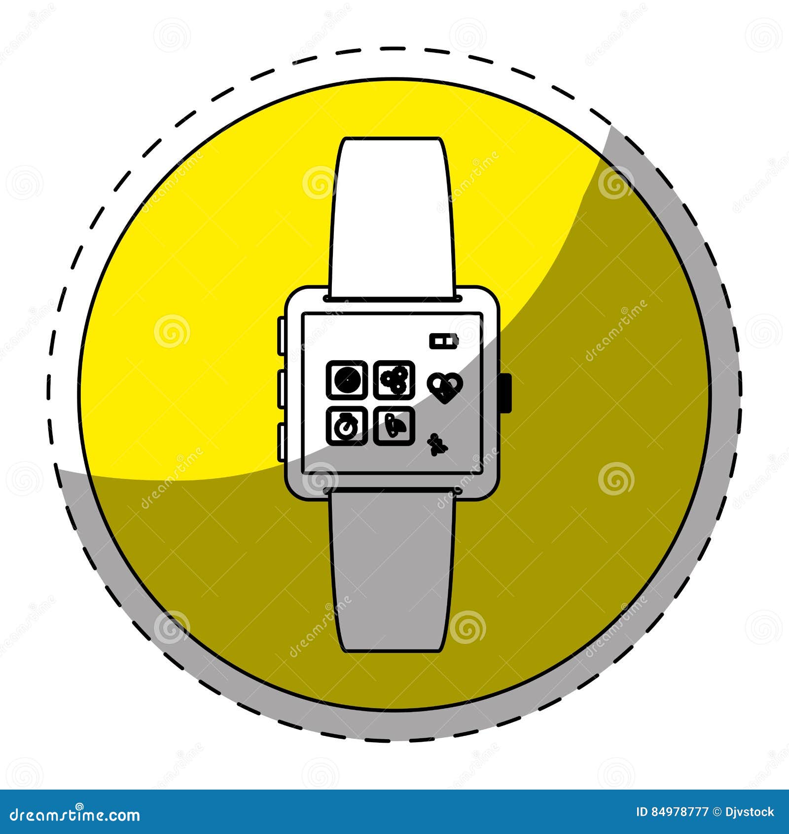 Yellow Smartphone with Applications Icon Design Stock Illustration ...