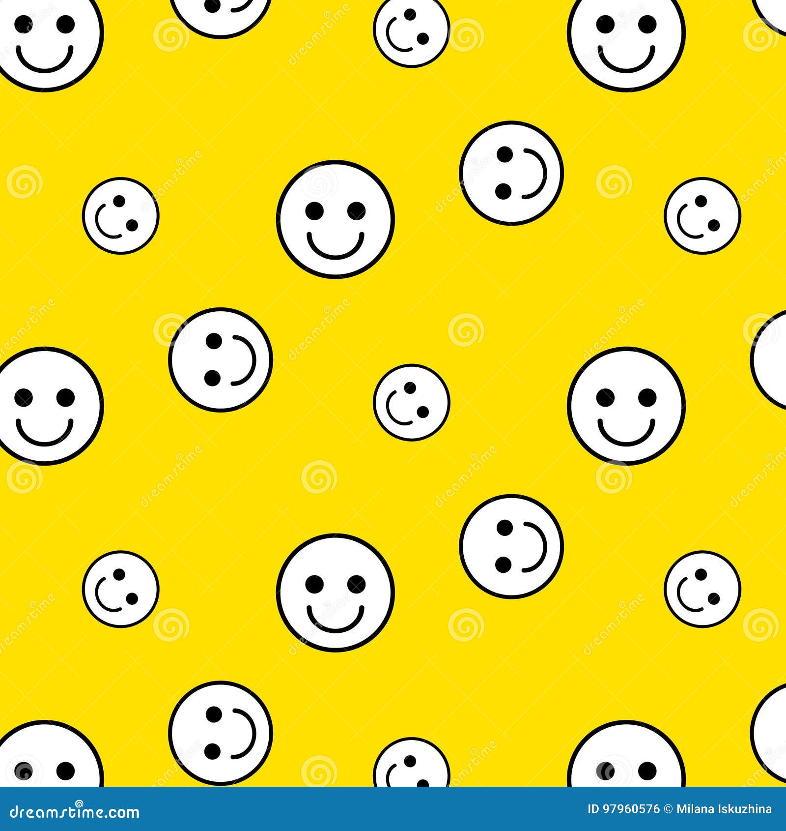 Yellow Smile Face Seamless Pattern. Stock Vector - Illustration of ...