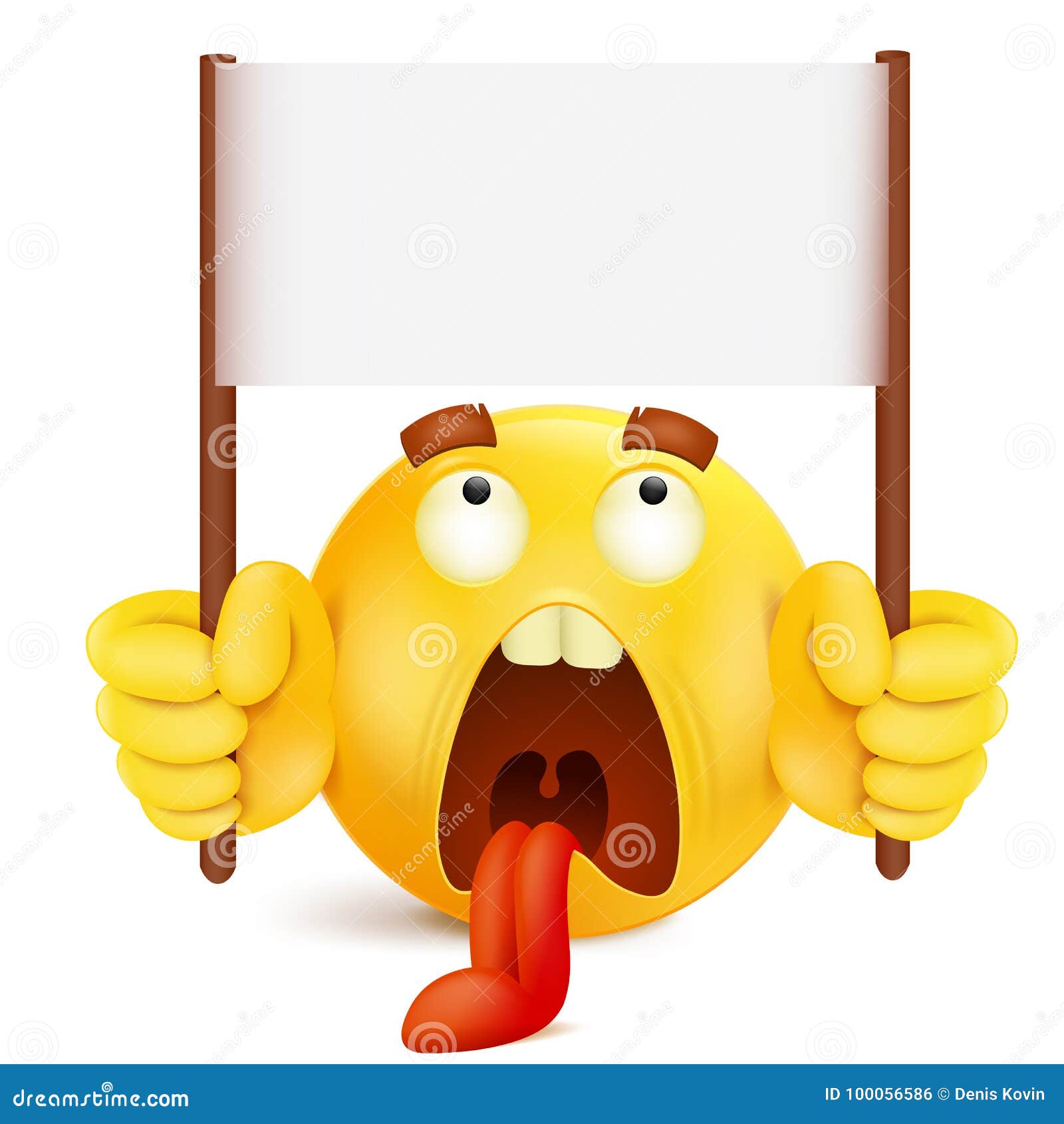 Yellow Smile Round Face Character with Message Banner Template Stock ...