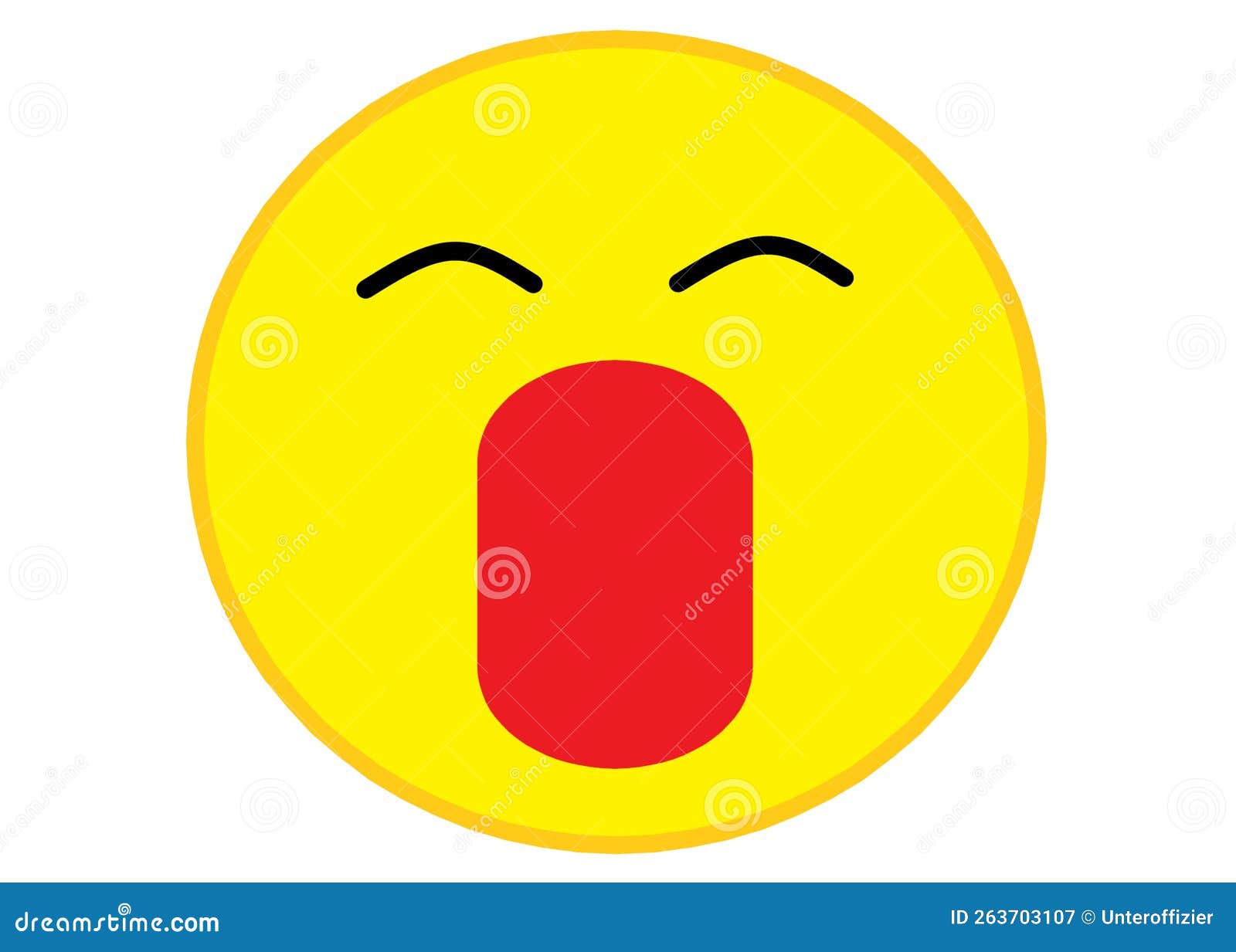 A Yellow Smiley Emoticon Head Face With An Opened Mouth And Closed Eyes ...