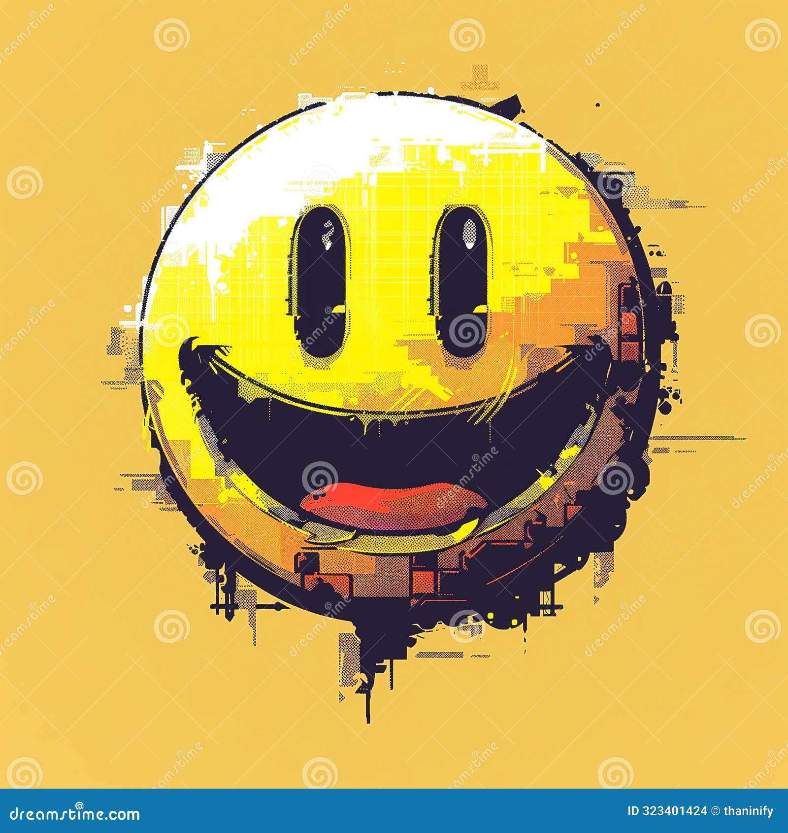 A Yellow Smiley Face with a Big Smile on it Stock Illustration ...