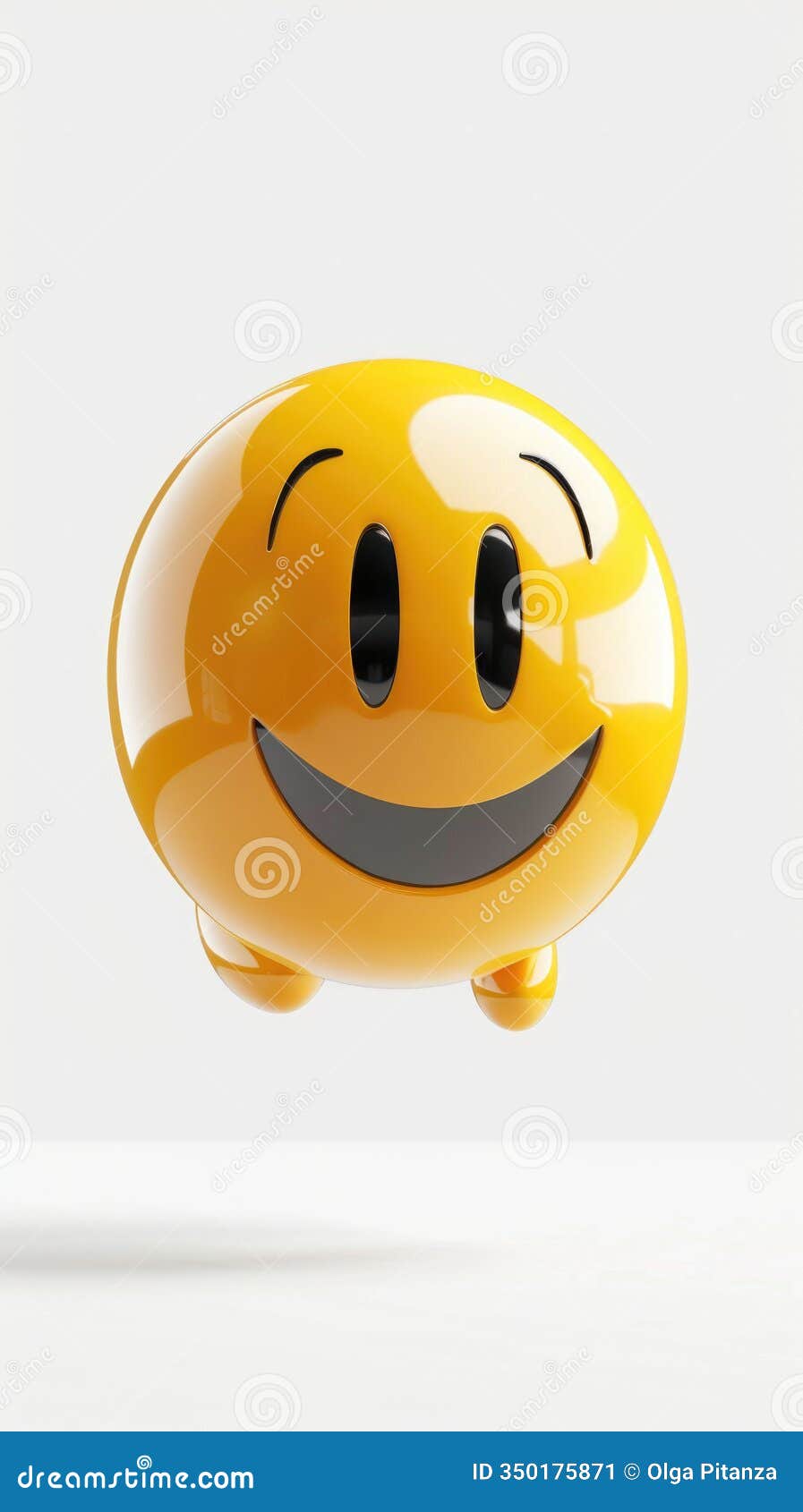 Yellow Smiley Face Floating in a Minimalist White Space, Cheerful and ...