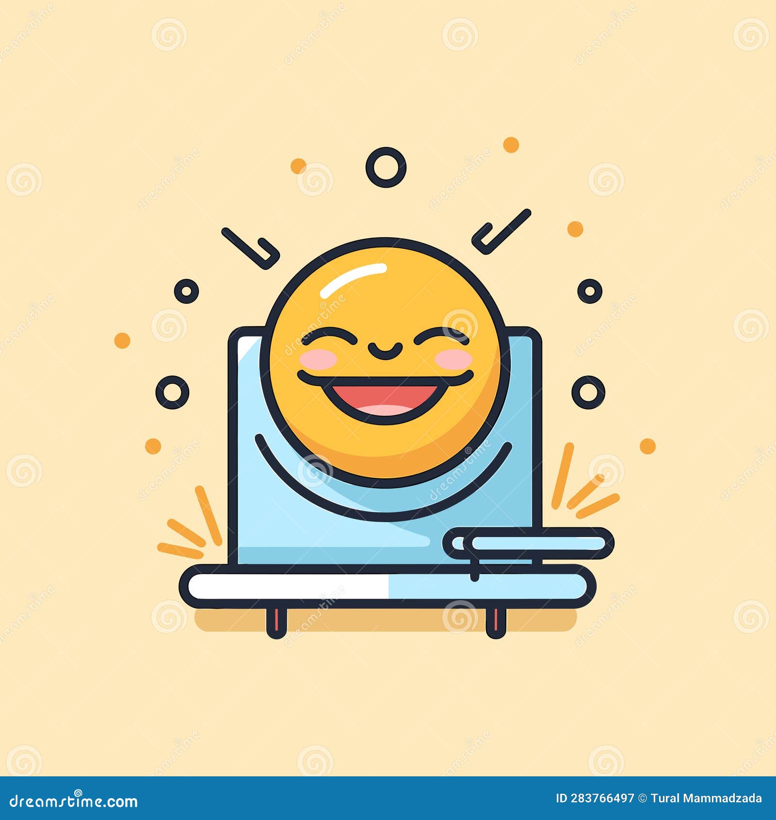 Vector of a Yellow Smiley Face Sitting on Top of a Table Stock Vector ...