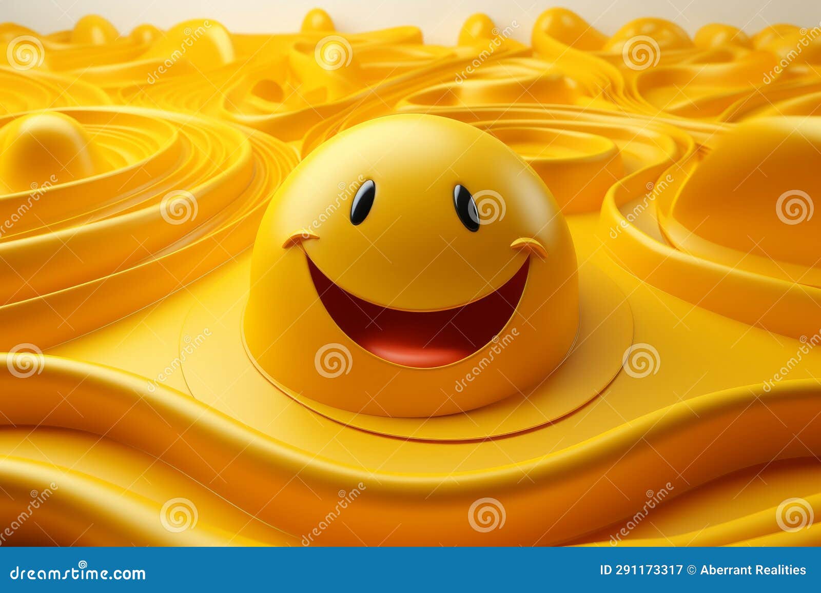 A Yellow Smiley Face Sitting on Top of a Wave of Yellow Liquid Stock ...