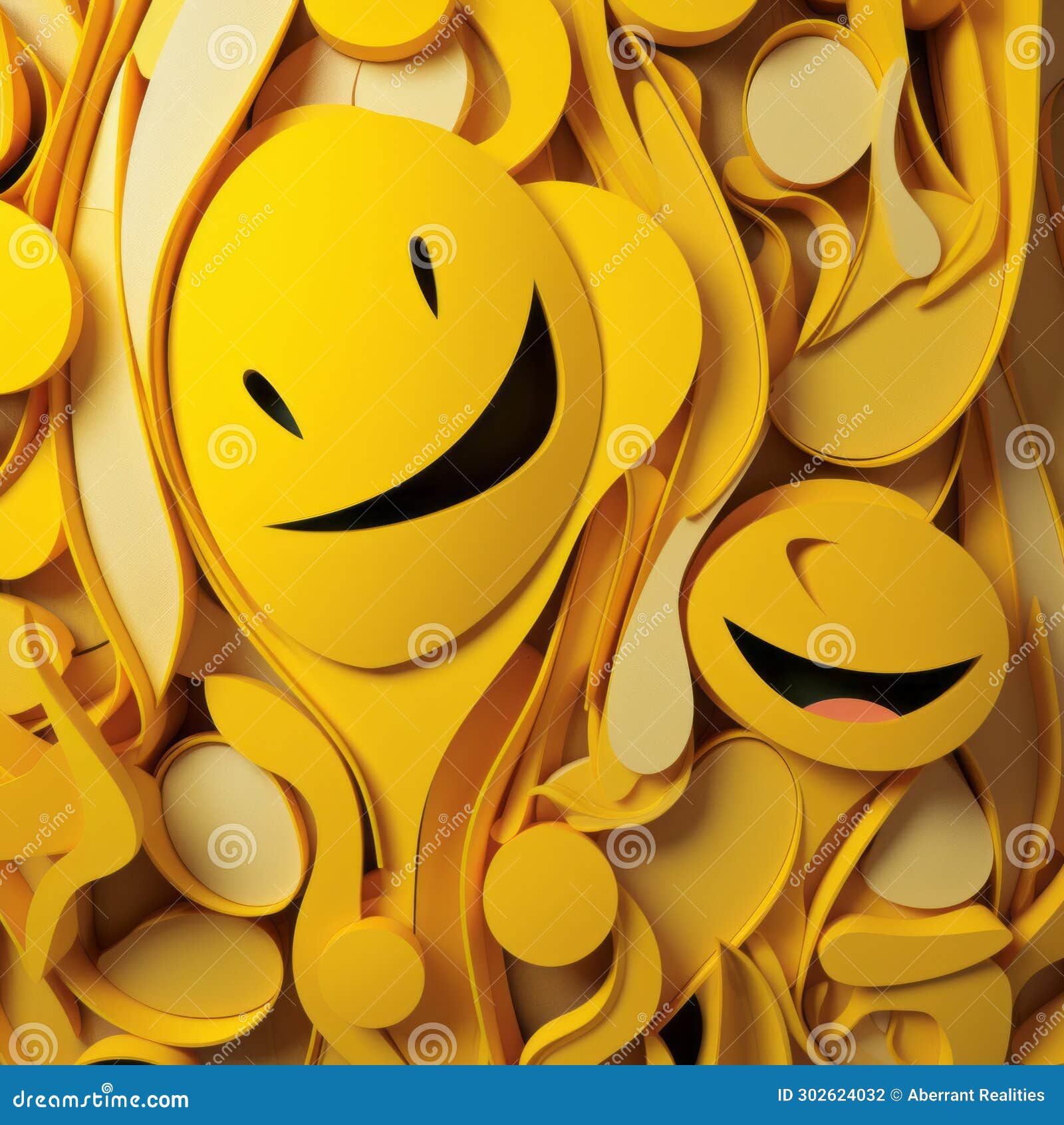 A Yellow Smiley Face Is Surrounded By A Bunch Of Yellow Paper Cutouts ...