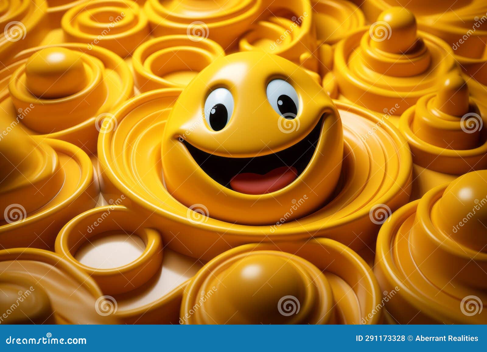 A Yellow Smiley Face Surrounded by Yellow Circles Stock Illustration ...