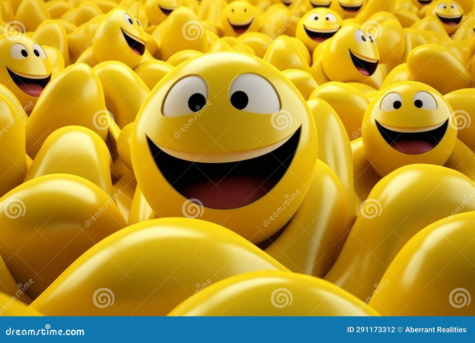 A Yellow Smiley Face is Surrounded by Many Other Smiley Faces Stock ...