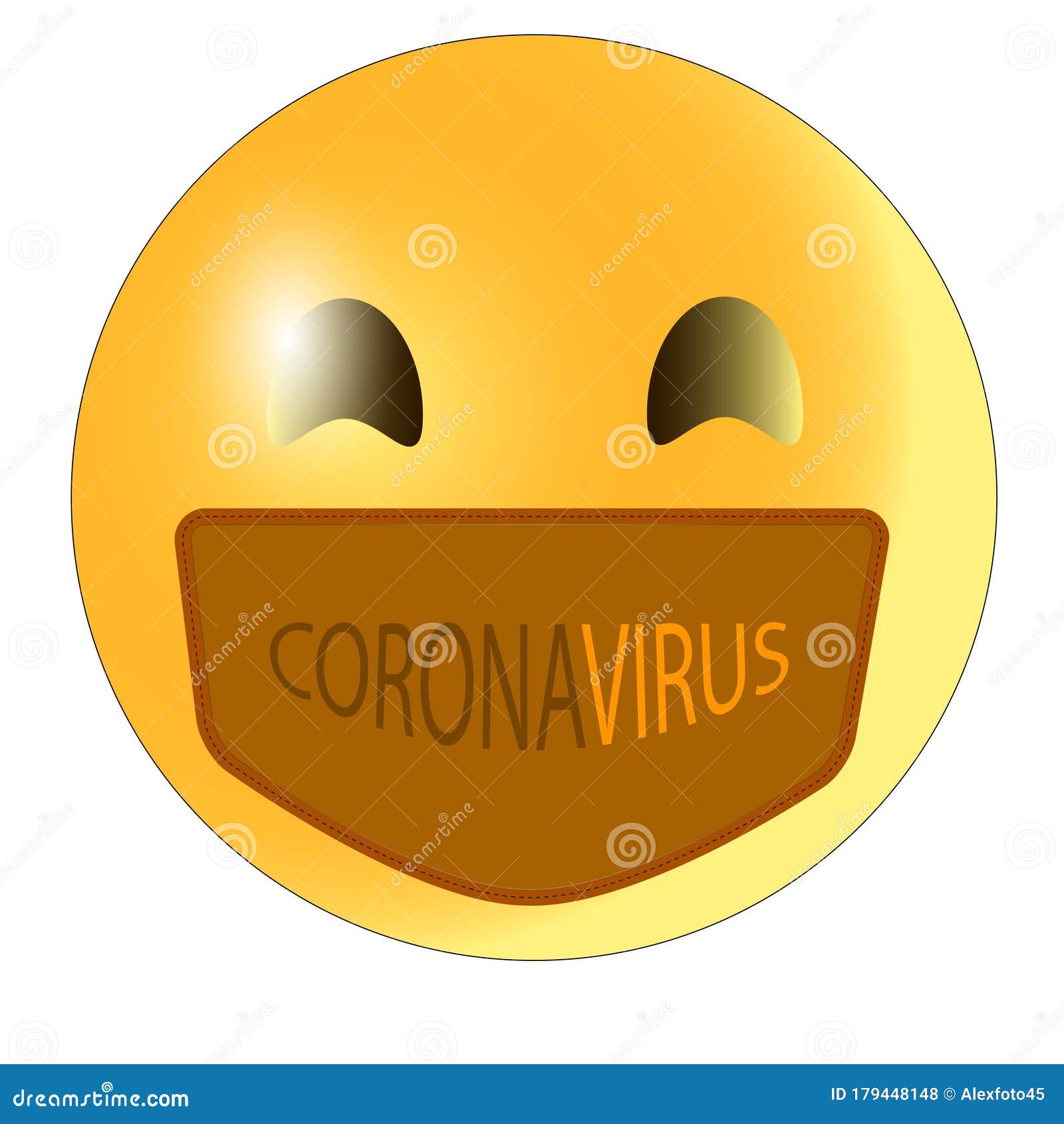 Yellow Smiley a Mask and the Write Text Coronavirus Stock Illustration ...