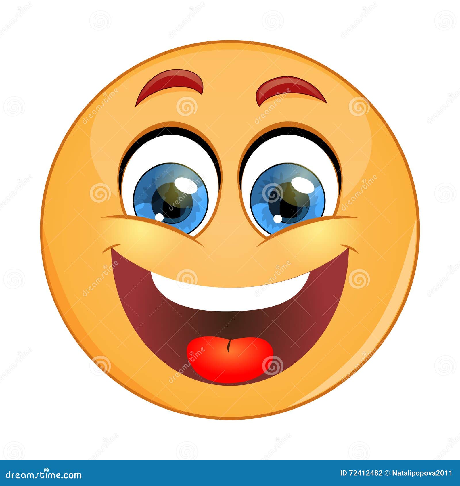 Yellow Smiling Cartoon Face Laugh Positive People Emotion Open Mouth ...