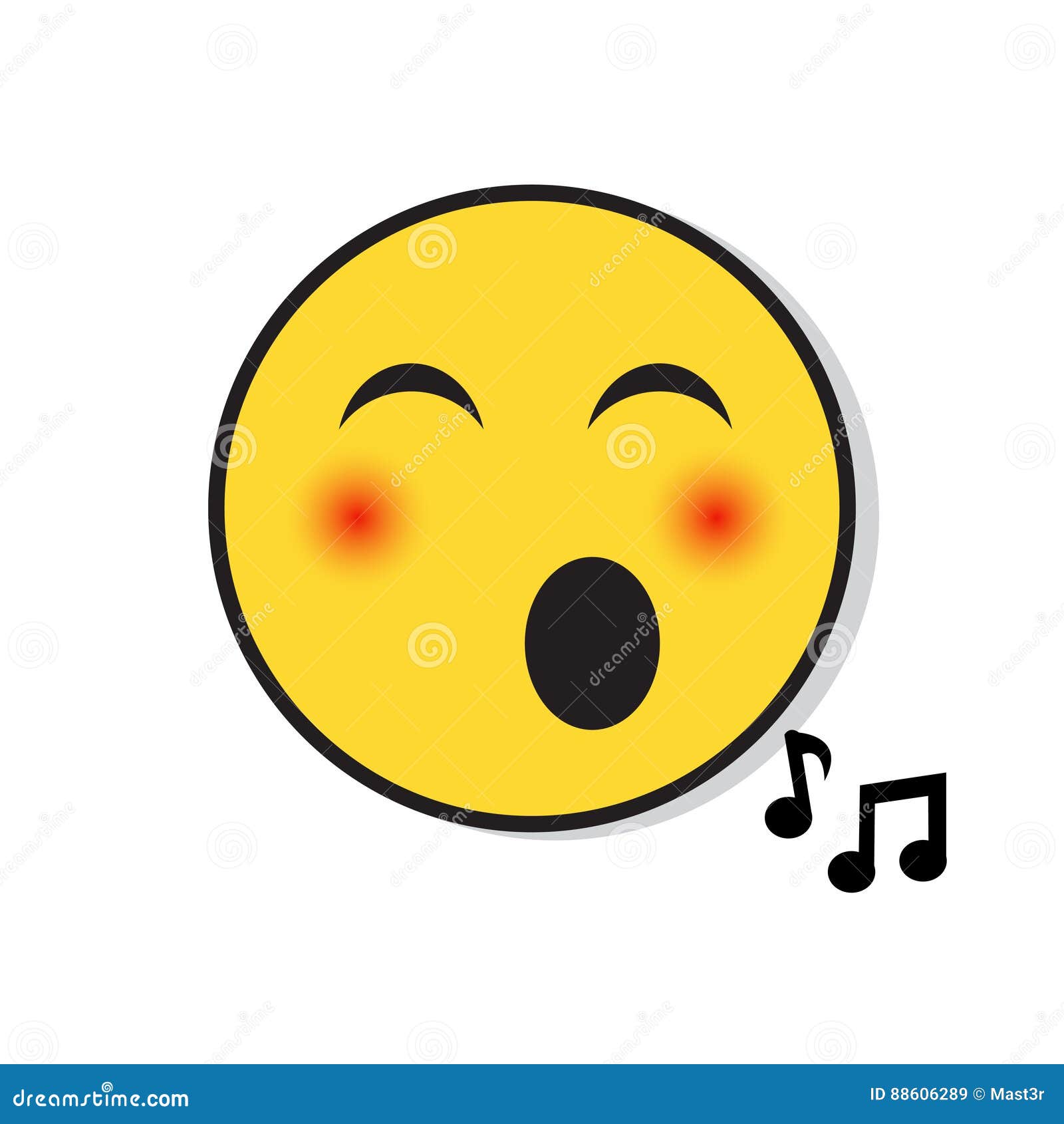 Yellow Smiling Face Singing Positive People Emotion Icon Stock Vector ...