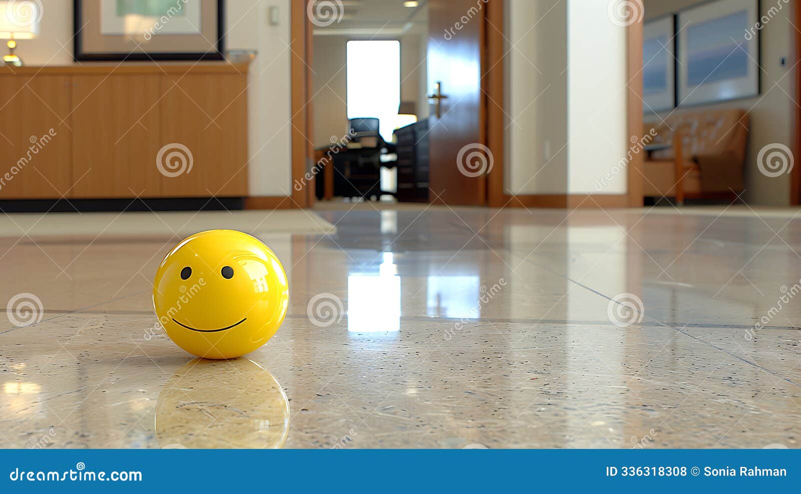 A Yellow Smiling Smiley Ball Stock Illustration - Illustration of shape ...