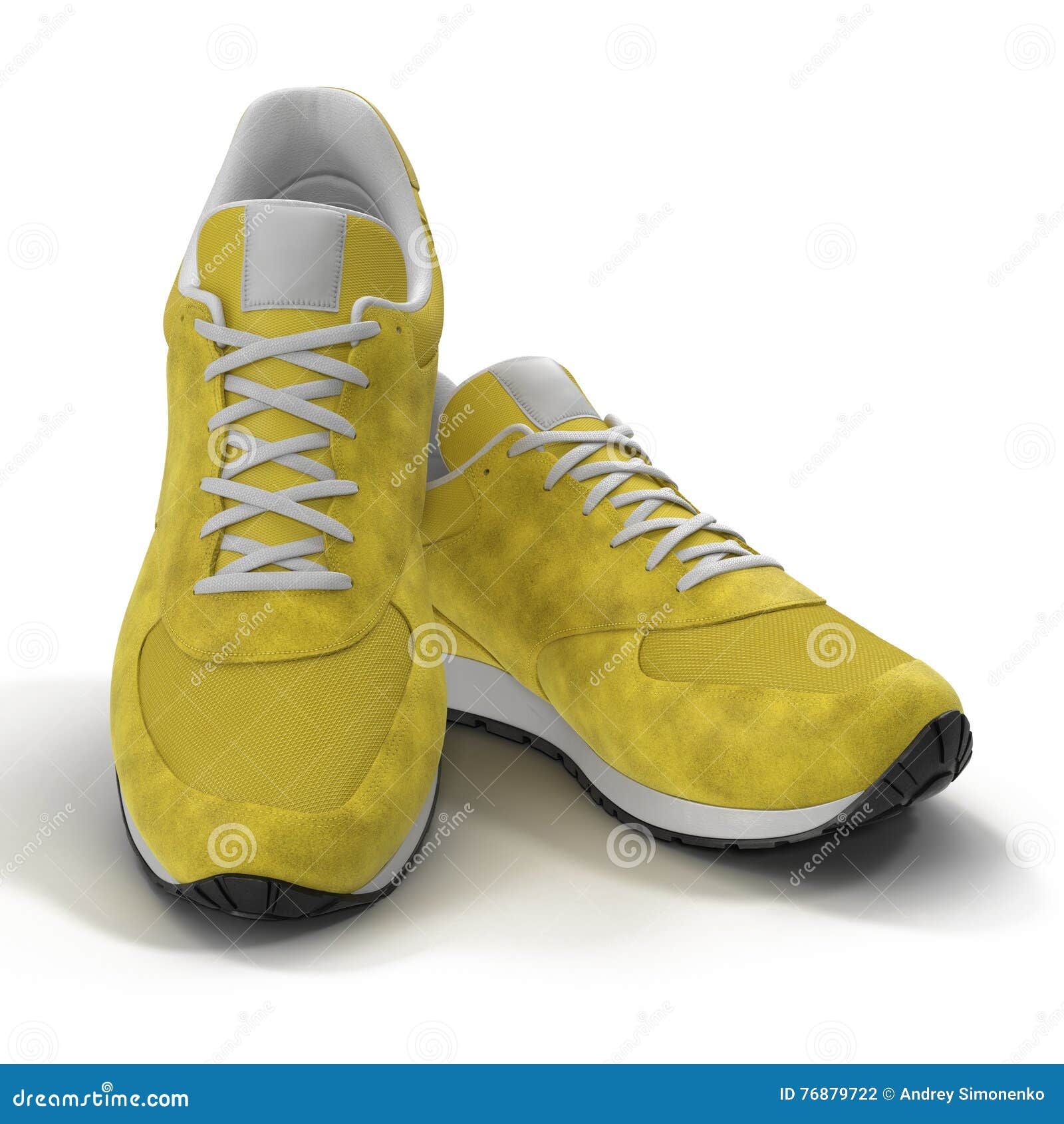 Yellow Sneakers on White 3D Illustration Stock Illustration ...
