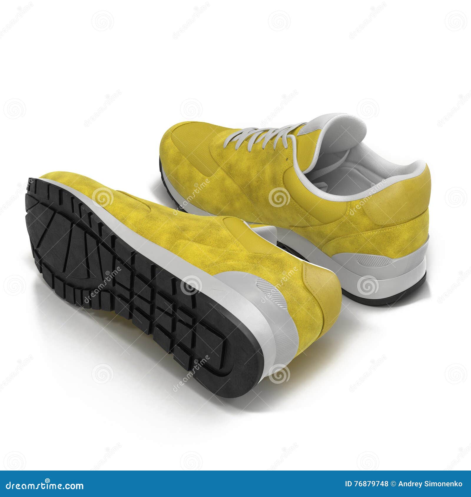 Yellow Sneakers on White 3D Illustration Stock Illustration ...