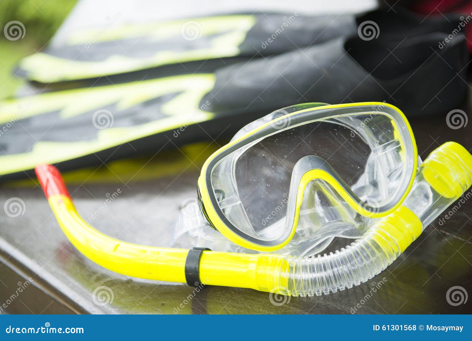 Yellow Snorkelling Mask and Flipper Stock Photo - Image of diving, swim ...
