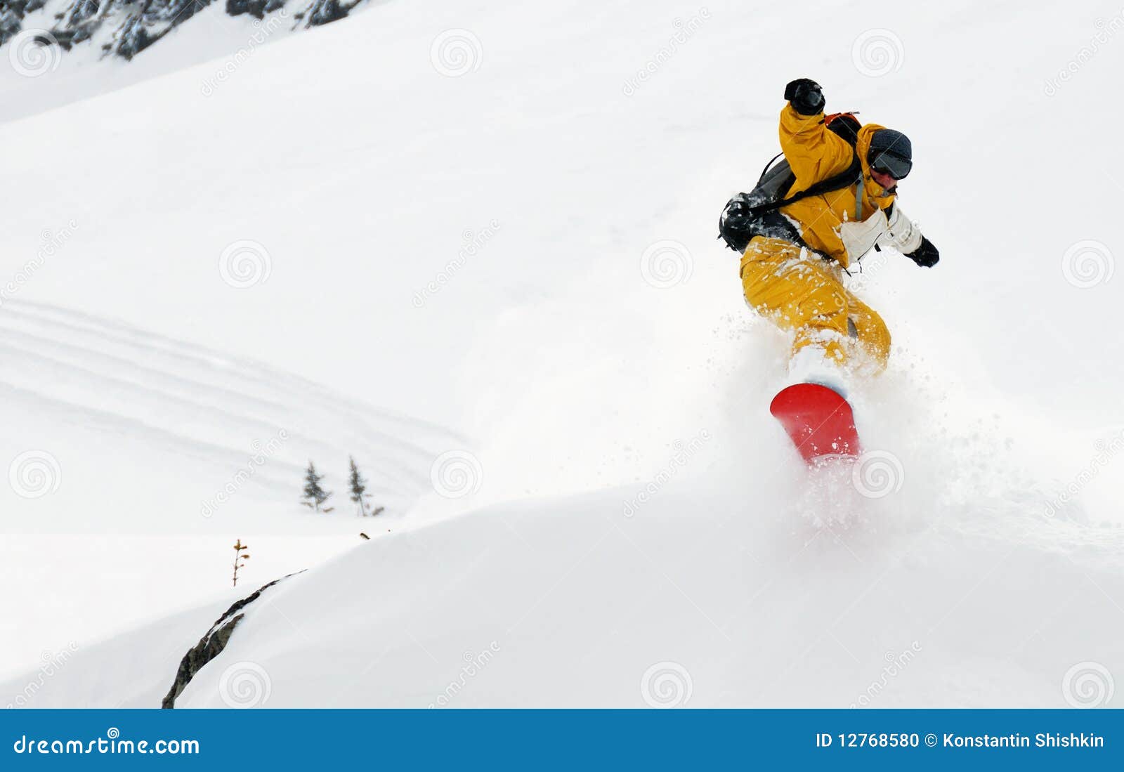 Yellow snowboarder jumping stock photo. Image of cool - 12768580