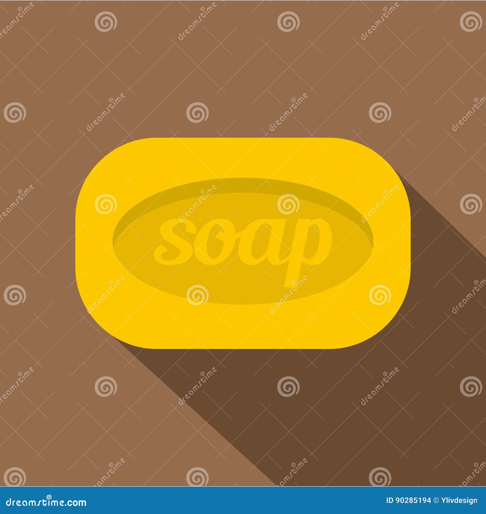 Yellow Soap Bar Icon, Flat Style Stock Vector - Illustration of lather ...