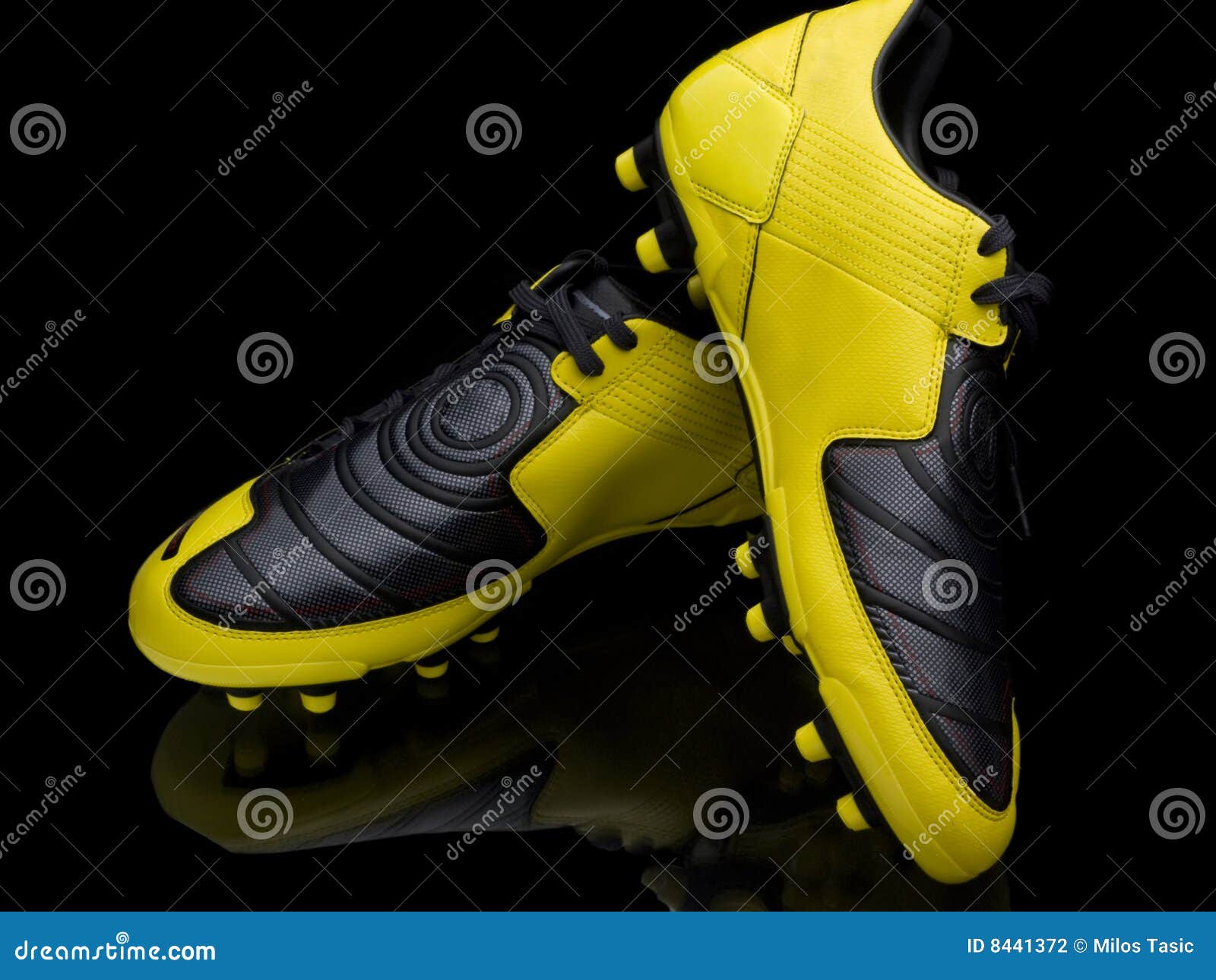 Yellow soccer footwear stock photo. Image of soccer, shoelace - 8441372