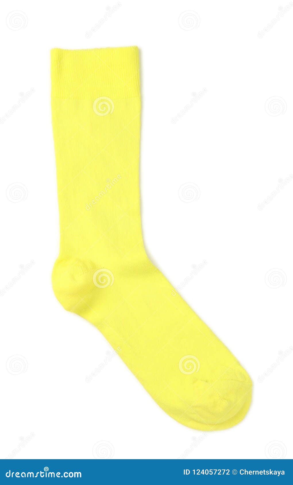 Yellow Sock on White Background Stock Photo - Image of accessory ...