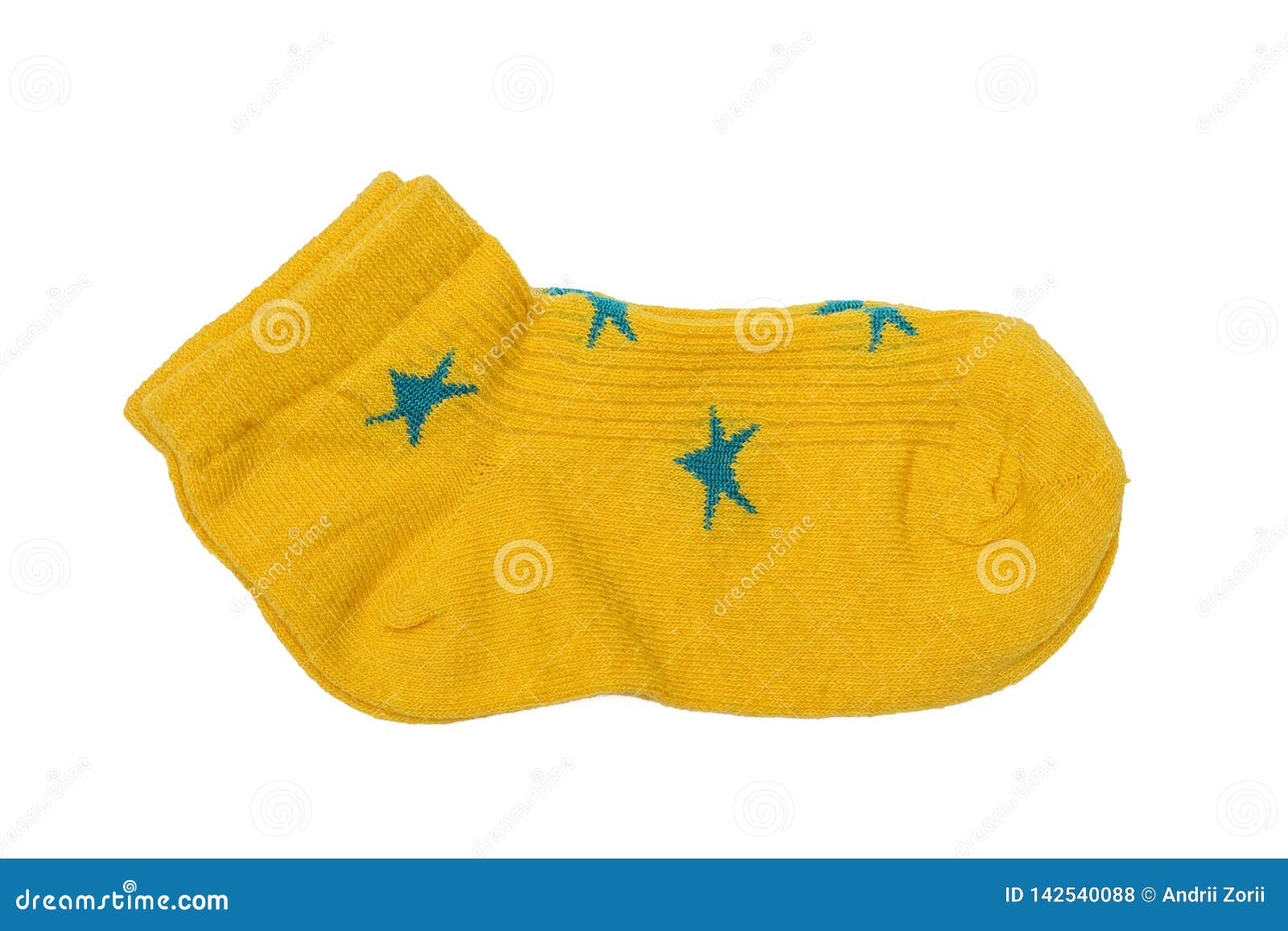 Yellow Socks with Blue Stars on White Background. Pair of Socks ...