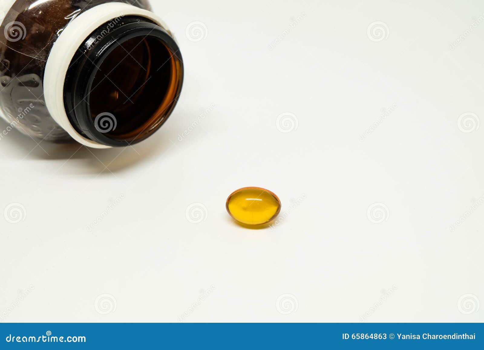 Yellow Soft Gel Spill from the Bottle Stock Image - Image of pills ...
