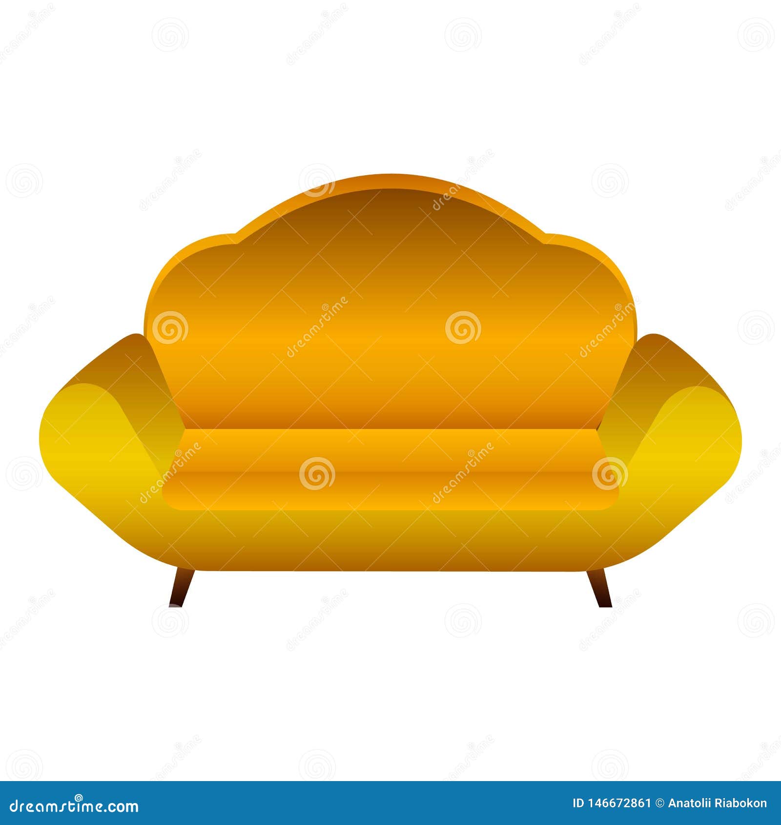 Yellow Soft Sofa Icon, Cartoon Style Stock Vector - Illustration of ...