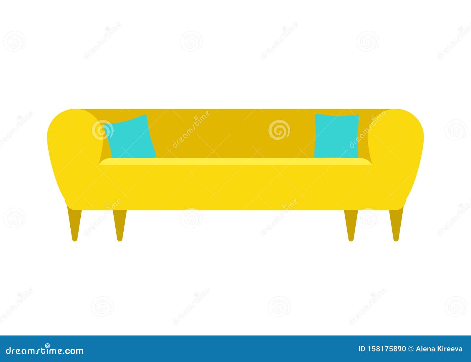 Yellow Soft Stylish Sofa for Home and Office on a White Background ...