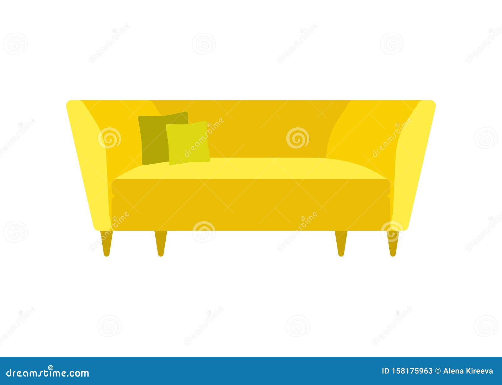 Yellow Soft Stylish Sofa for Home and Office on a White Background ...