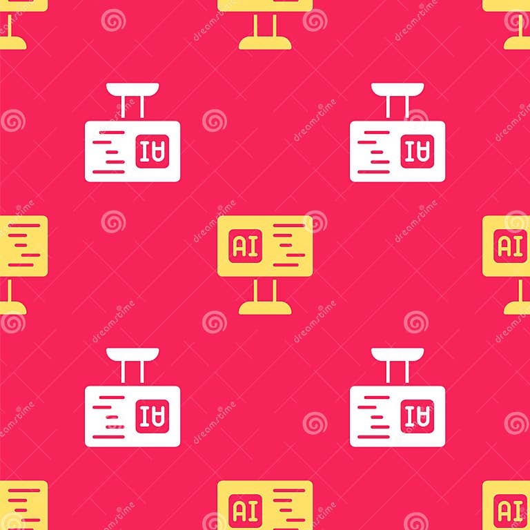 Yellow Software, Web Developer Programming Code Icon Isolated Seamless Pattern on Red Background ...