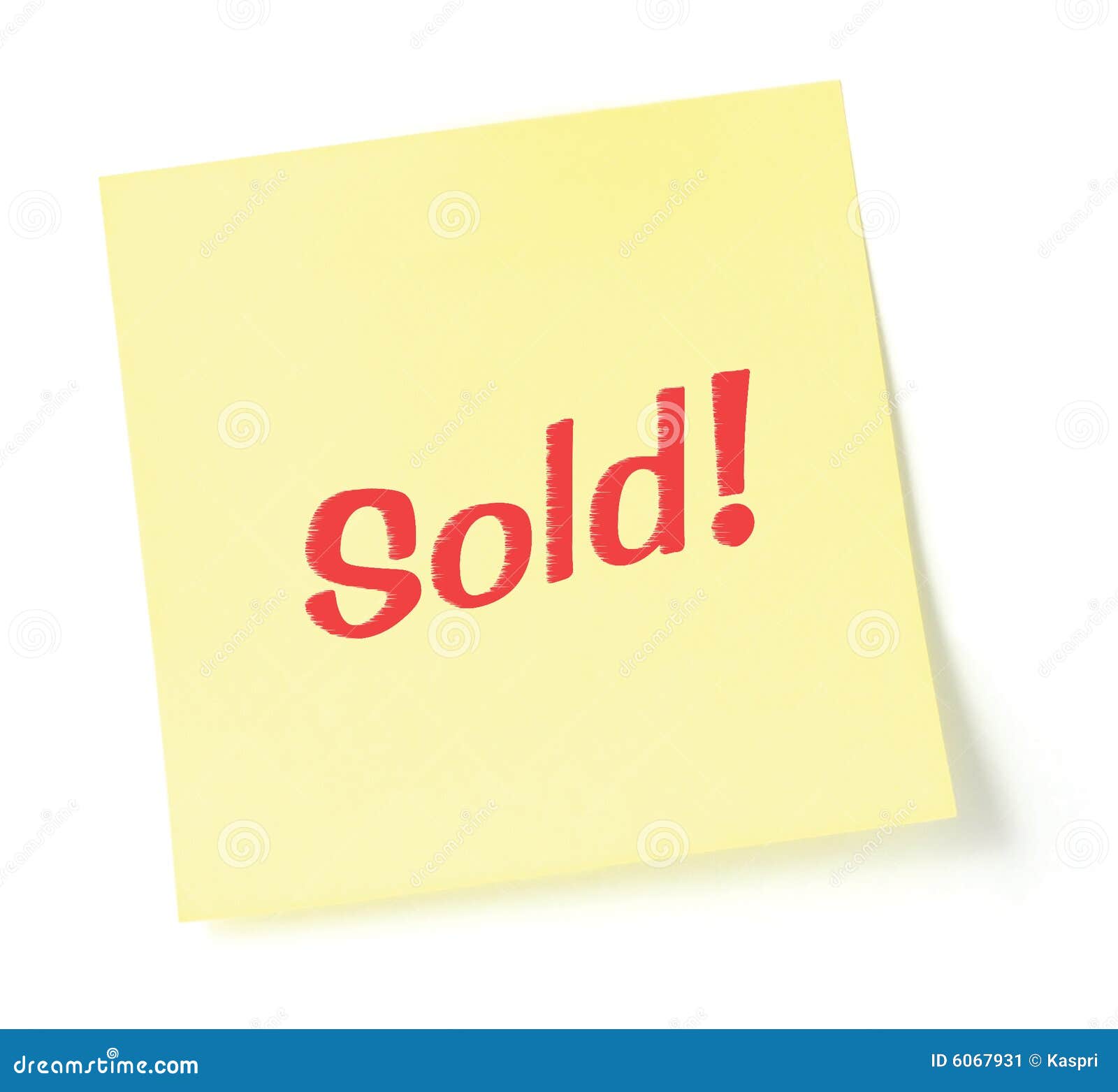 Yellow Sold Note stock image. Image of office, note, sticky - 6067931