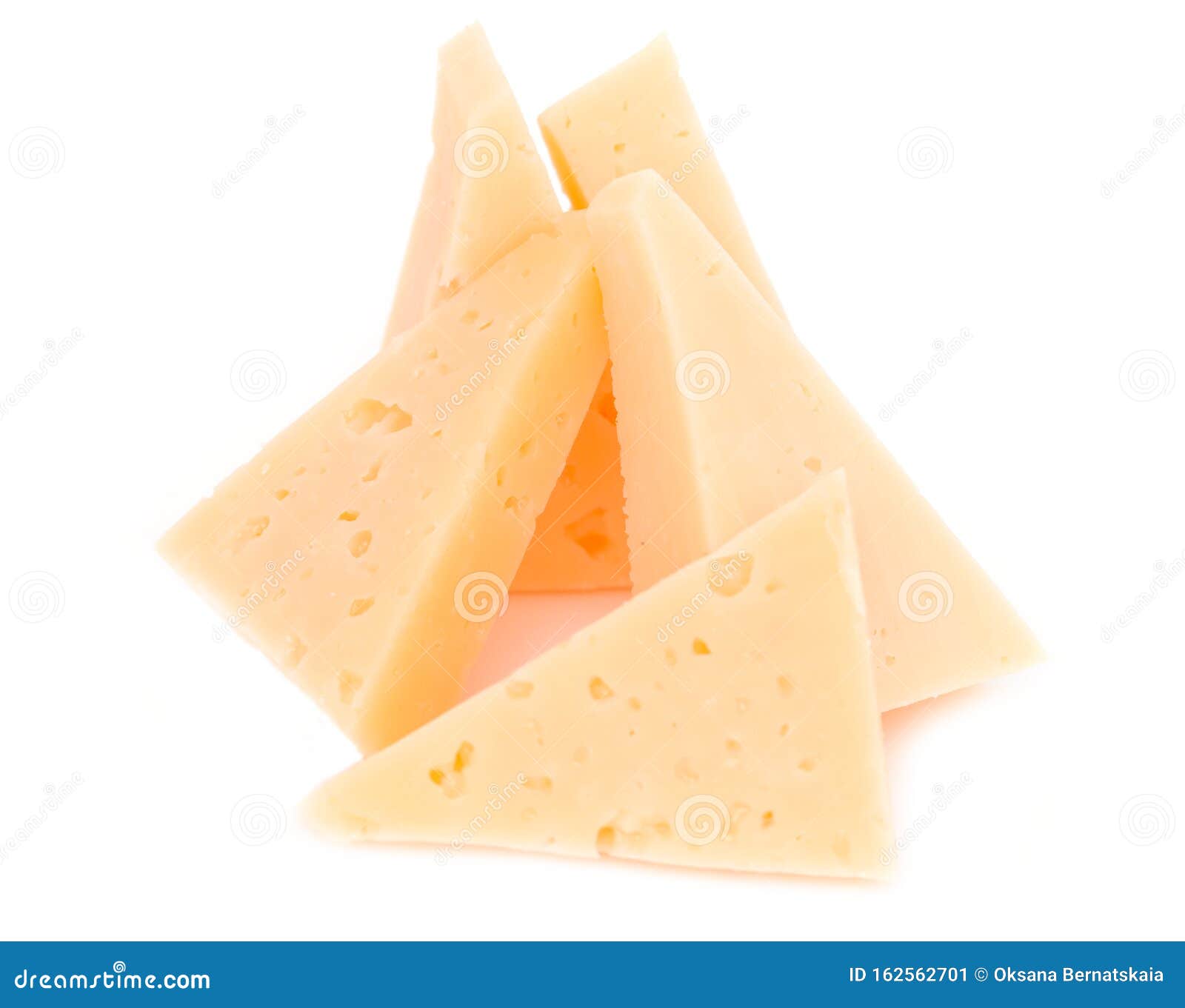 Yellow Solid Cheese Pieces on the White Background Stock Image - Image ...