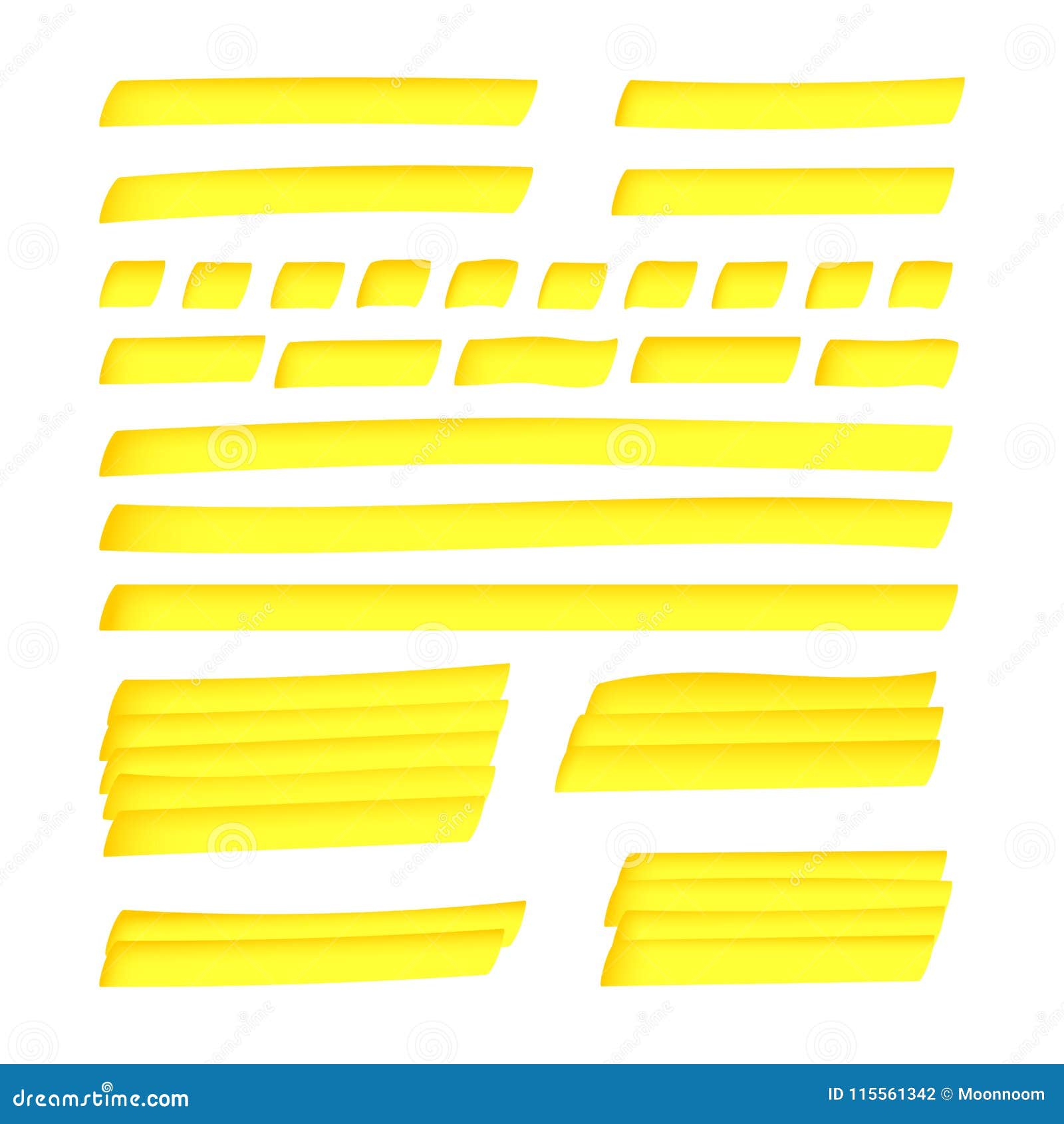 Yellow Solid and Dashed Realistic Highlight Lines. Stock Vector ...