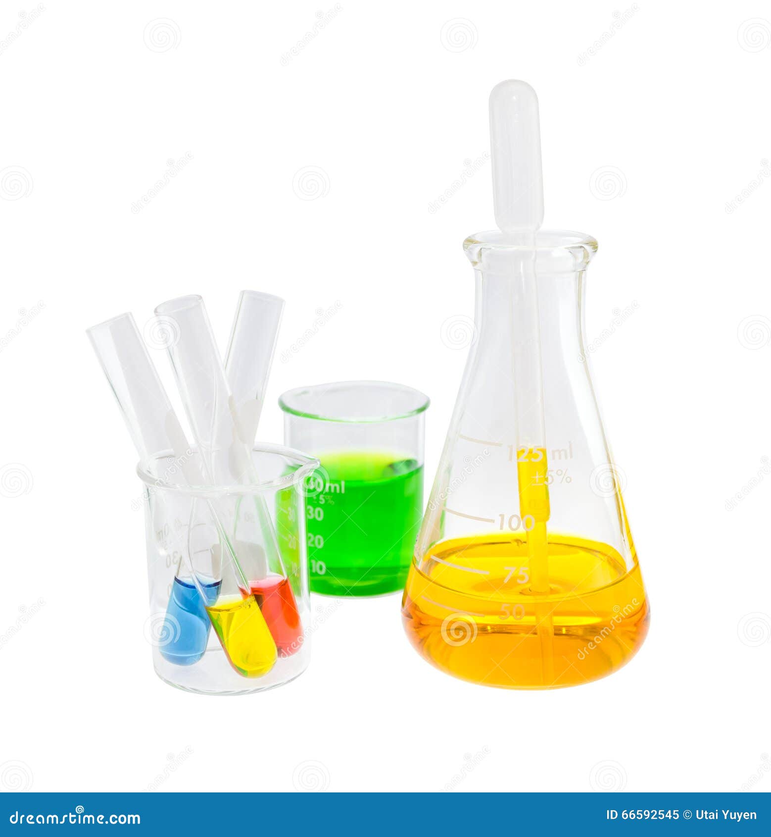 Yellow Solution in Flask and Test Tube Solution Stock Image - Image of ...
