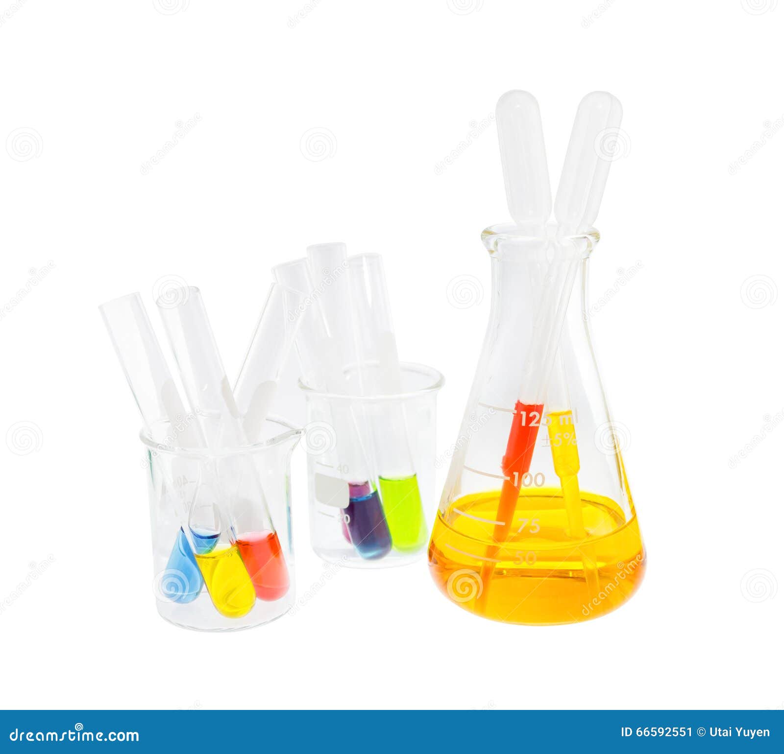 Yellow Solution in Flask and Test Tube Solution Stock Image - Image of ...