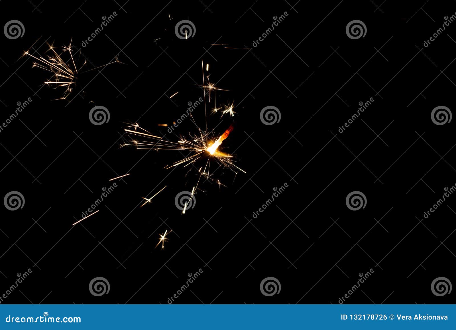 Yellow Spark Of Sparkler On Black Background Stock Photo - Image of ...