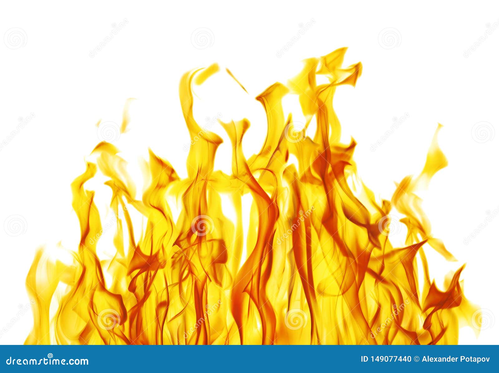 Yellow Sparks of Bright Large Flame on White Stock Photo - Image of ...