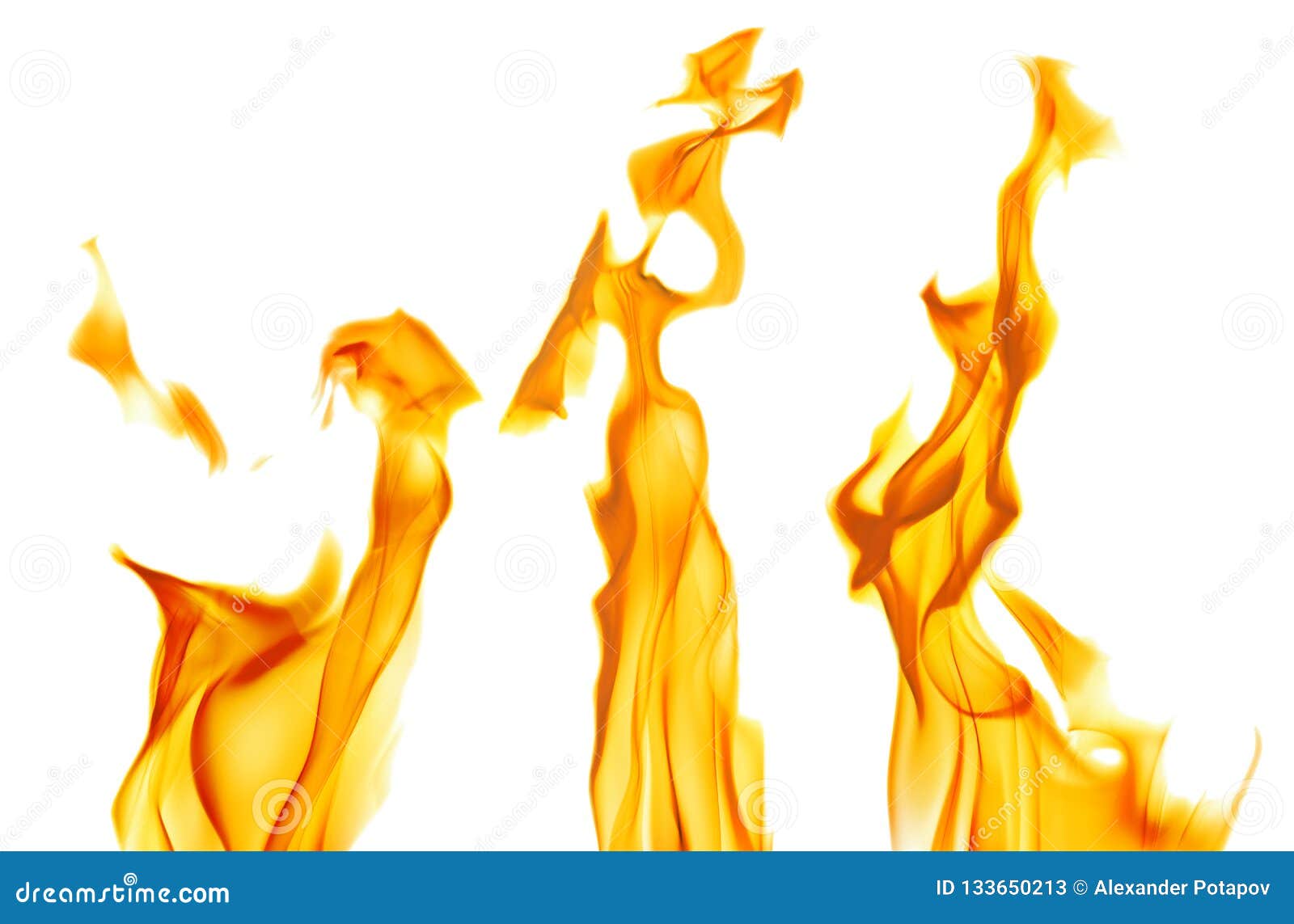 Yellow Sparks of Three Bright Flames on White Stock Illustration ...