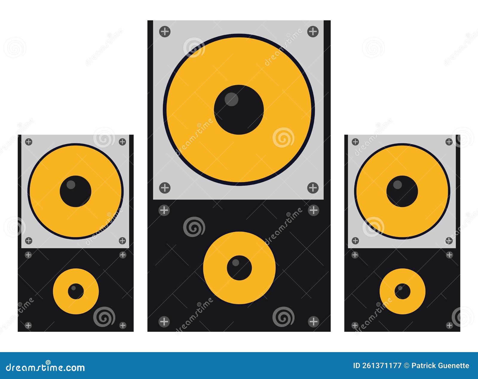 Hi-Fi Yellow Speakers System Cartoon Vector | CartoonDealer.com #45567123