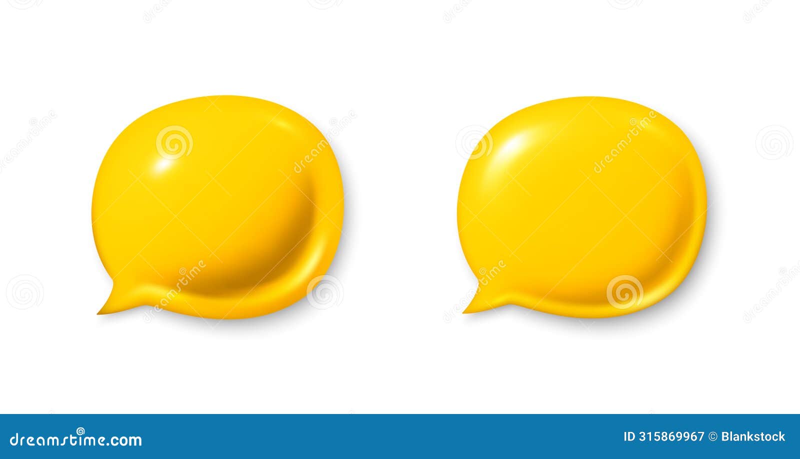 Yellow Speech Bubble Icons. Chat Comment Icons Set. 3d Talk Message Box ...