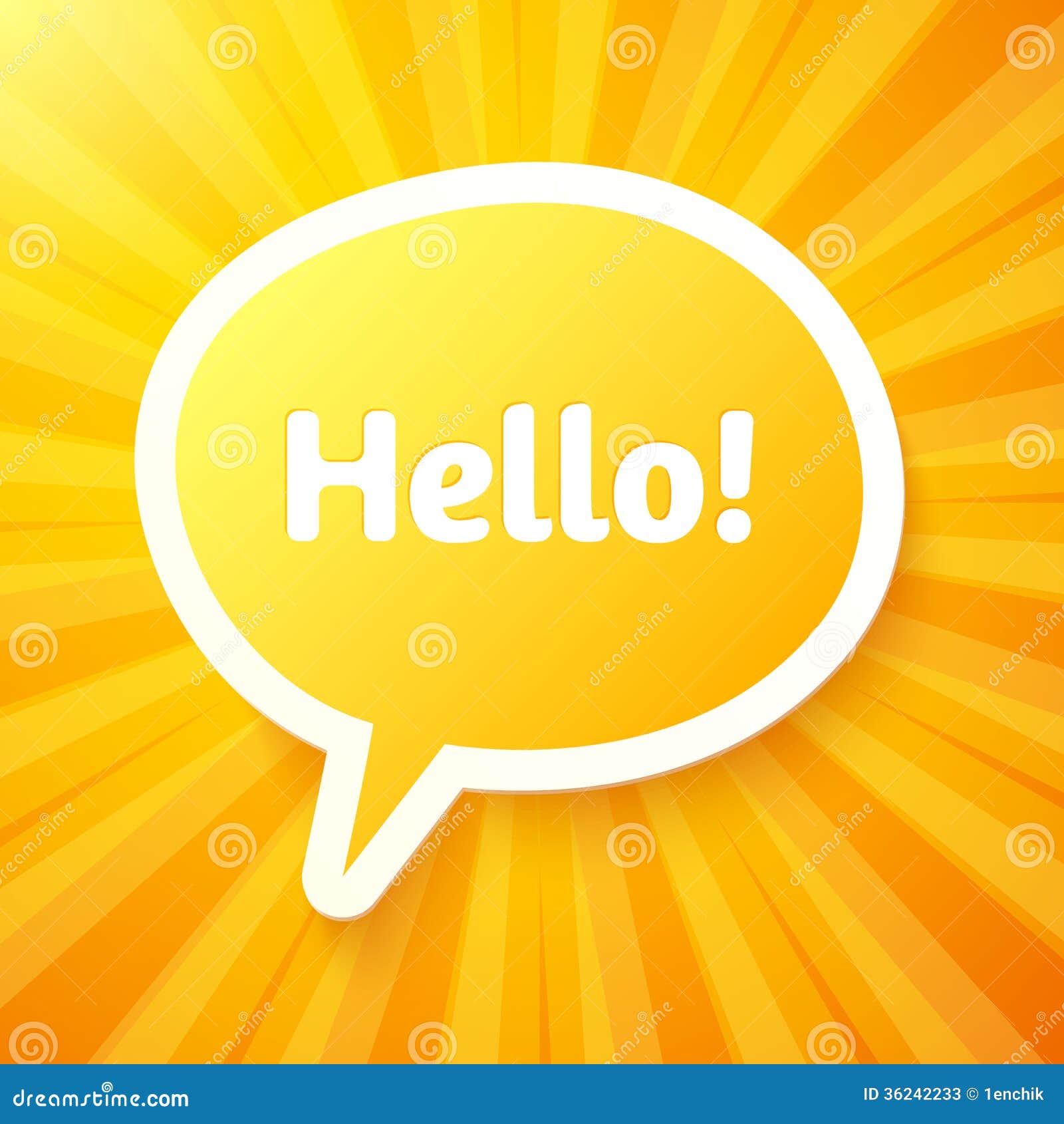 Yellow Speech Bubble with Sign Hello! Stock Vector - Illustration of ...