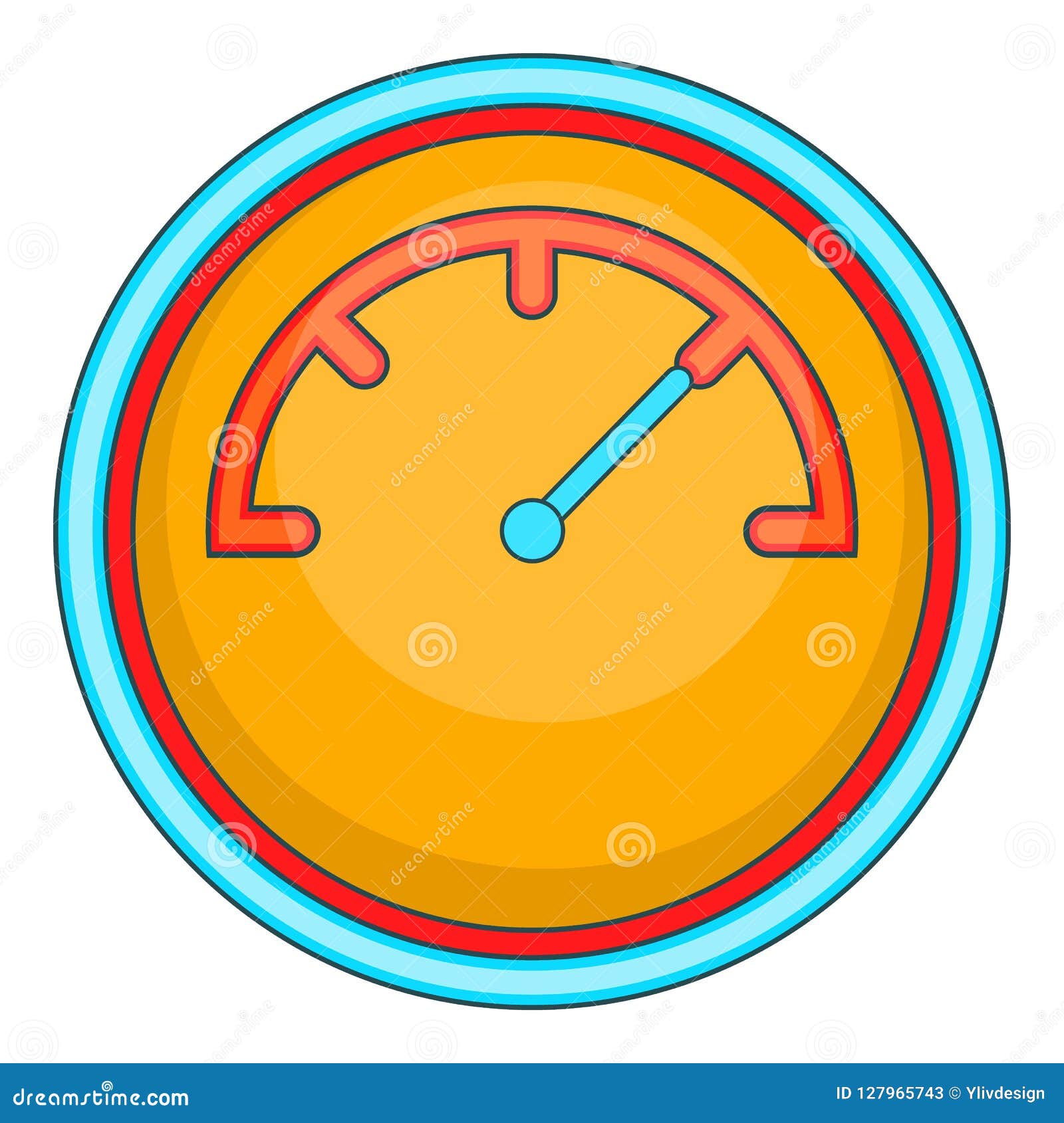 Yellow Speedometer Icon, Cartoon Style Stock Illustration ...