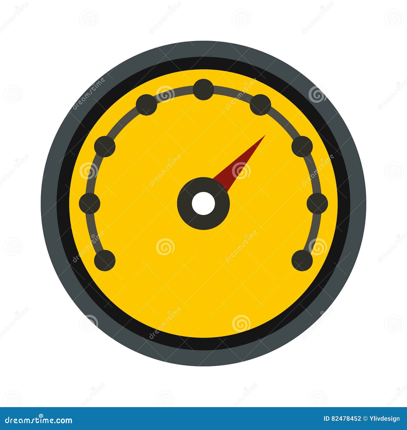 Yellow Speedometer Icon, Flat Style Stock Vector - Illustration of ...