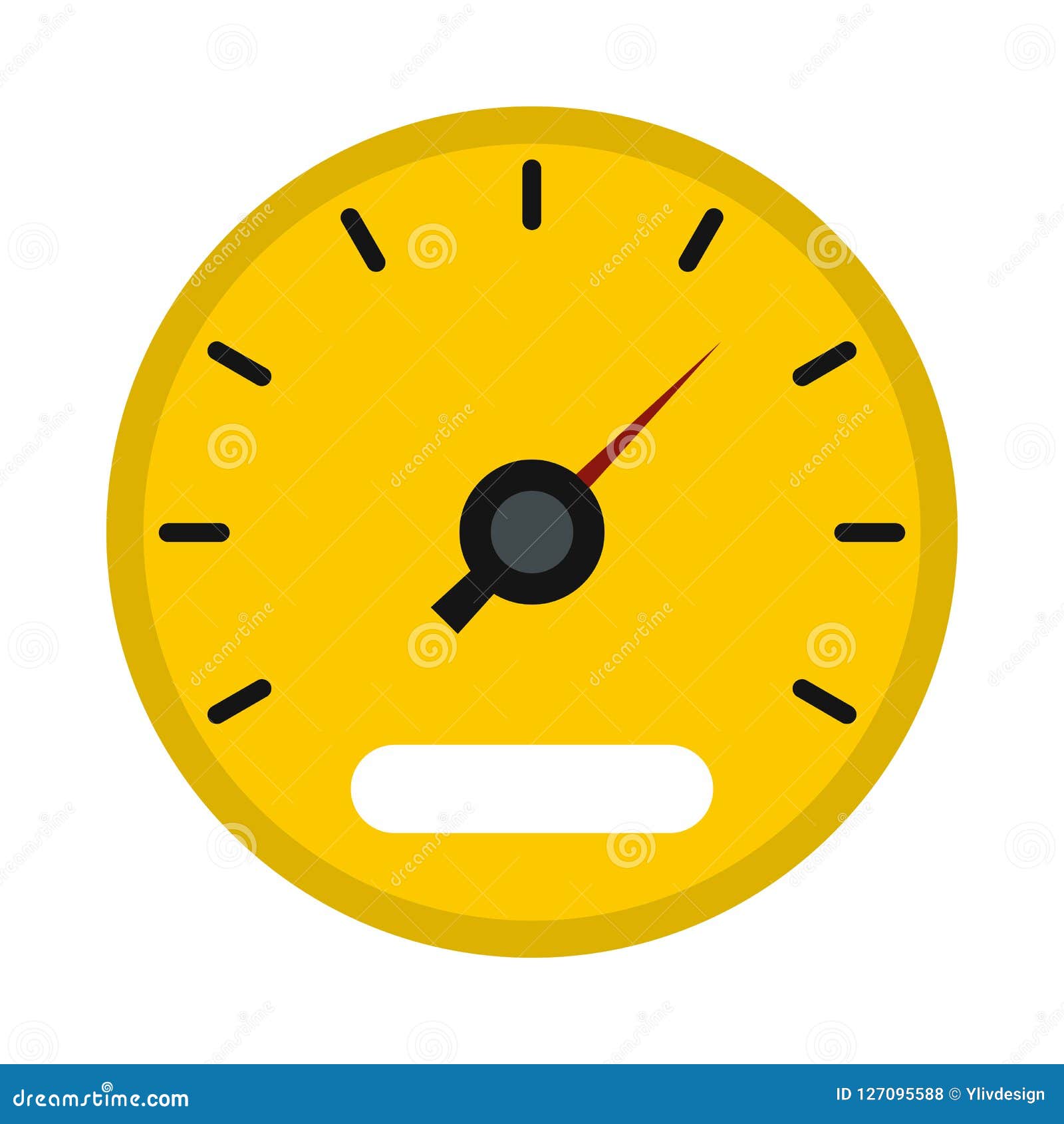 Yellow Speedometer Icon, Flat Style Stock Illustration - Illustration ...