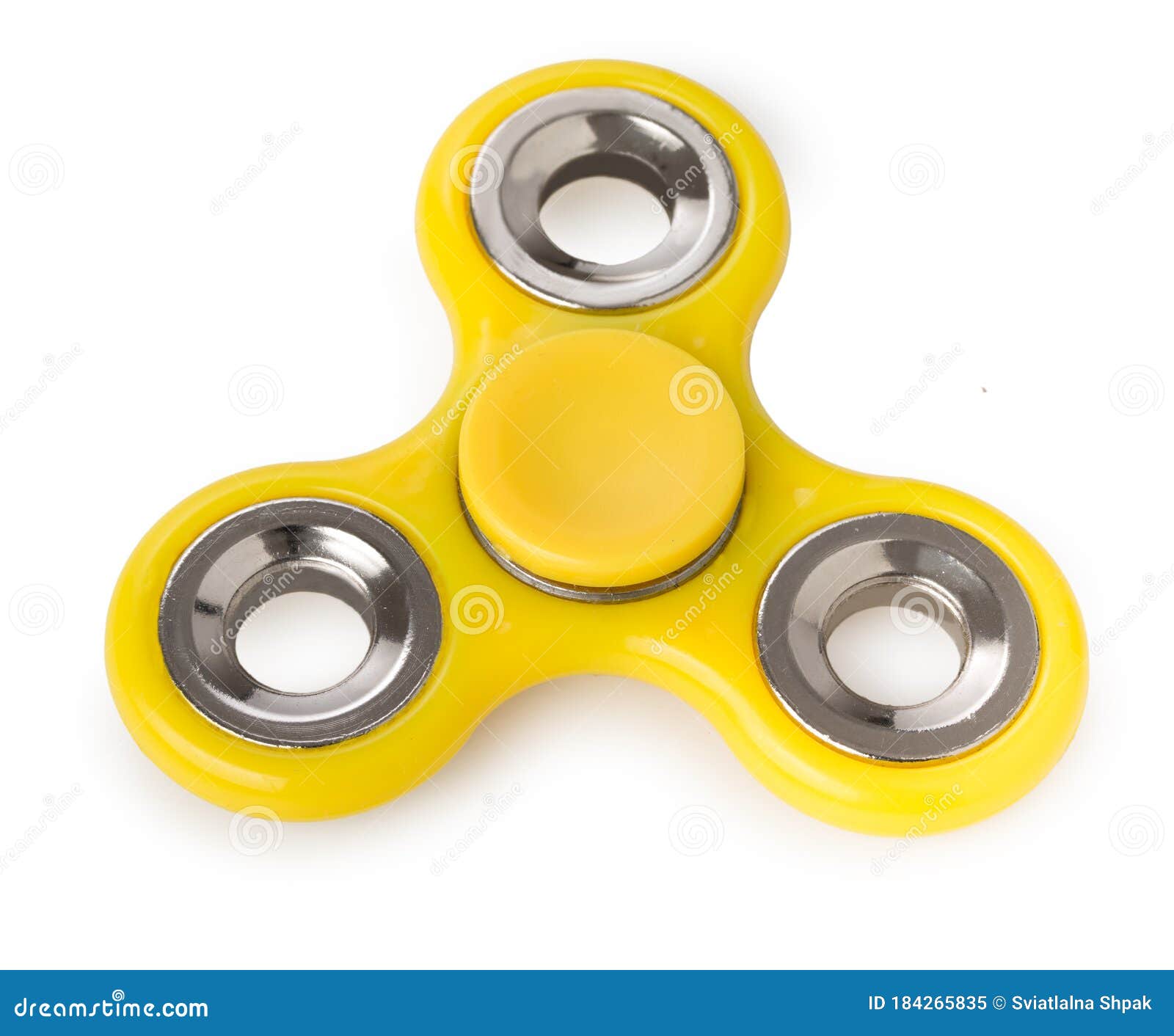 Yellow Spinner Toy, for Stress Relieving Isolated on a White Background ...