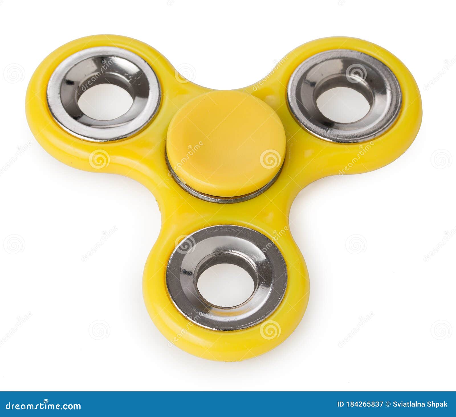 Yellow Spinner Toy, for Stress Relieving Isolated on a White Background ...