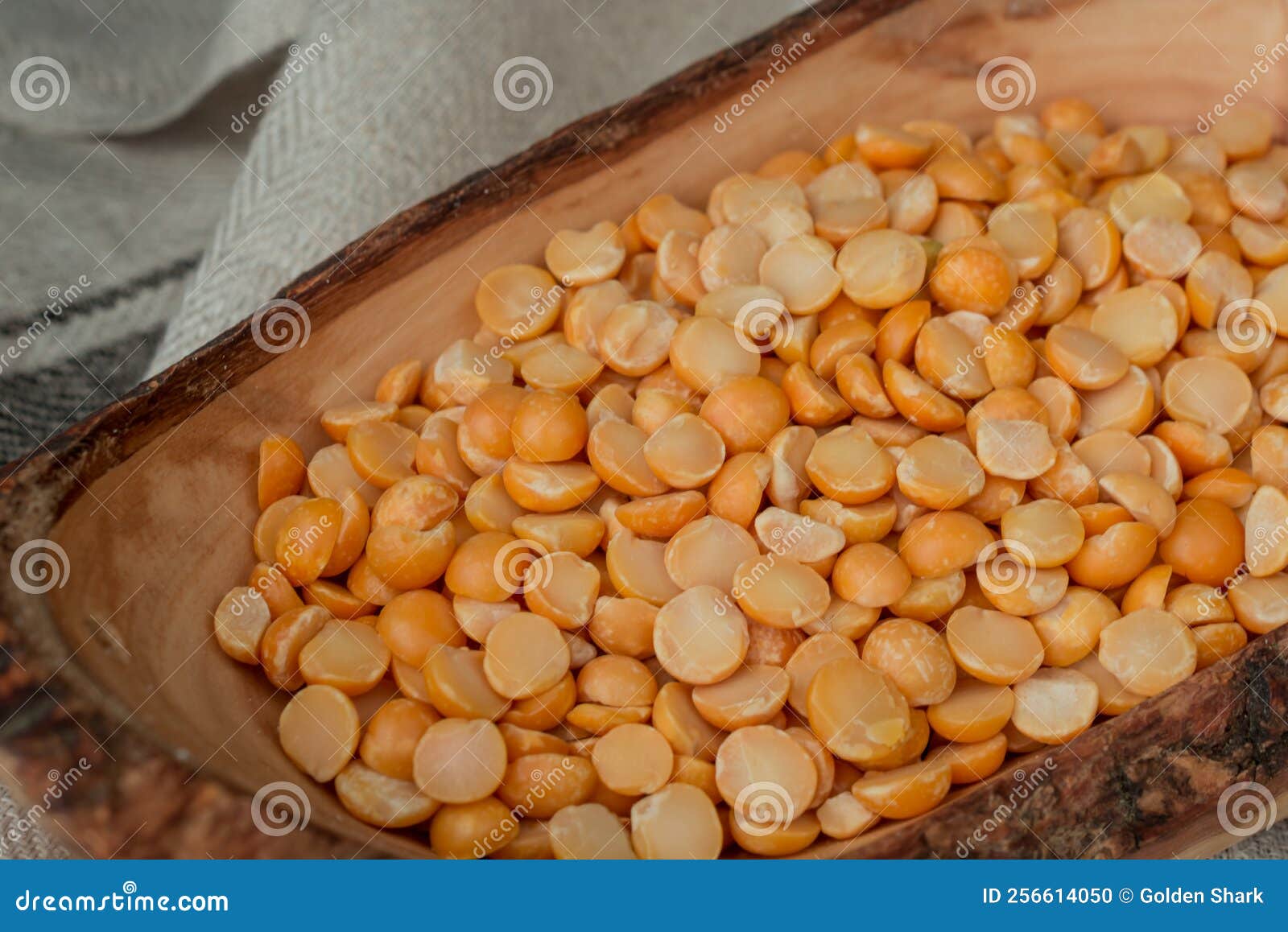 Yellow Split Bean in the Wooden Spoon Stock Photo - Image of health ...
