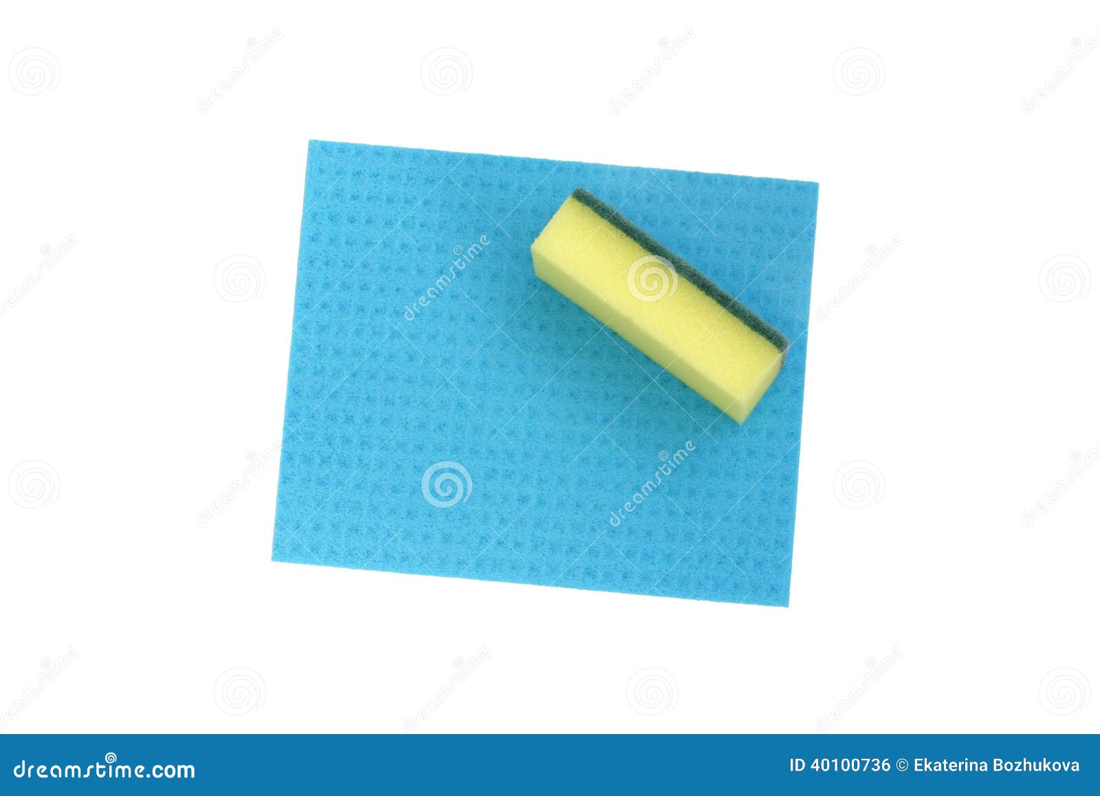 Yellow Sponge and Blue Cloth for Cleaning. Stock Photo - Image of clean ...