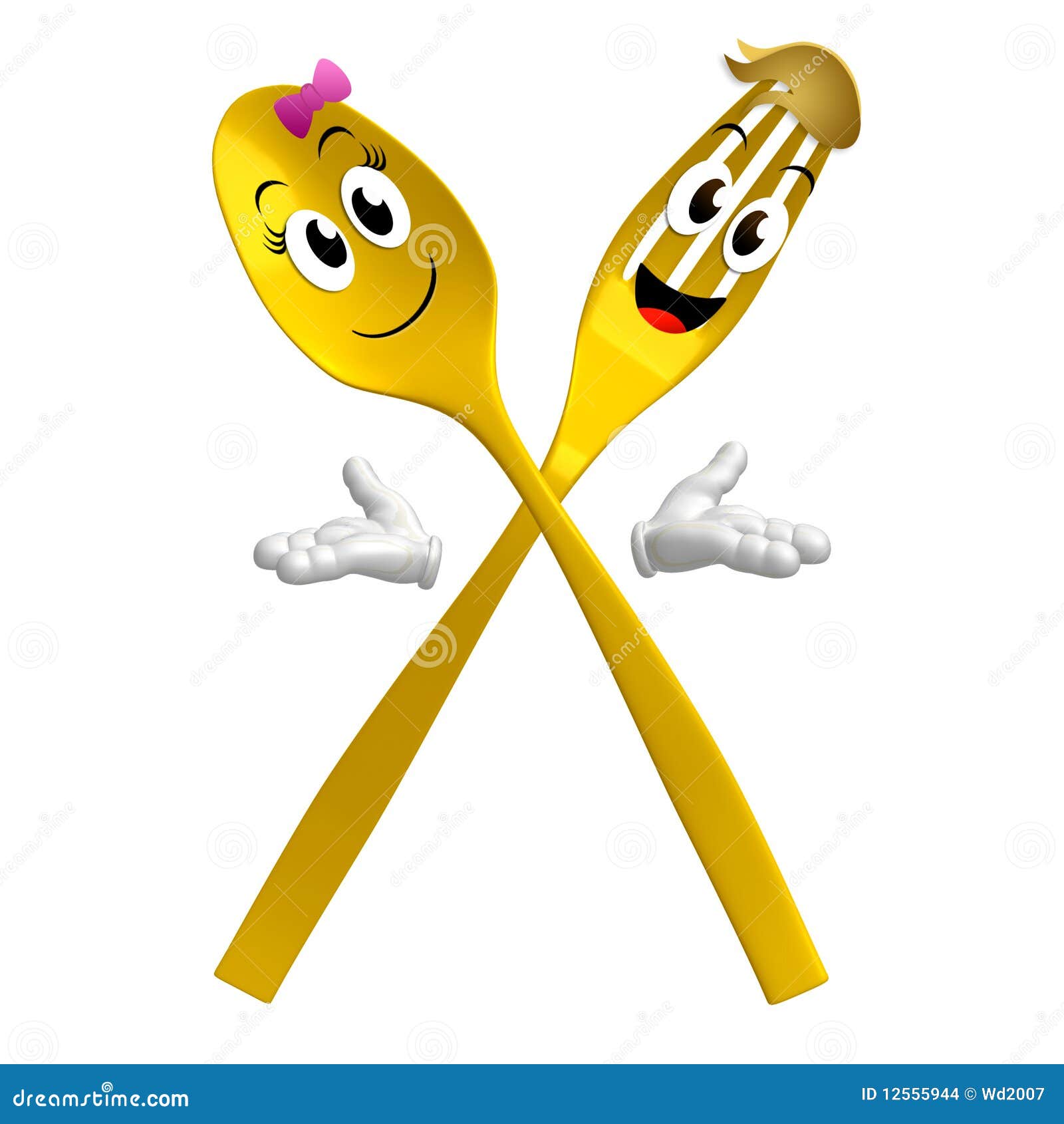 Yellow Spoon Fork Character On Welcome Pose Royalty-Free Cartoon ...